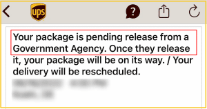 UPS “Your Package is Pending Release from a Government Agency ...